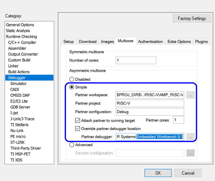 在 Iar Embedded Workbench中进行armrisc V多核调试